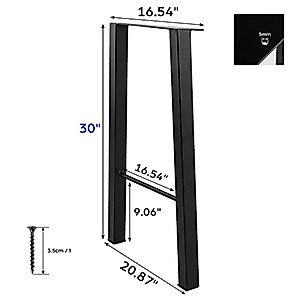 Tengchang 30" Metal Desk Dining Table Legs Black, Set of 2