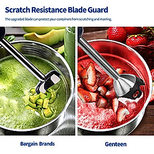 Immersion Blender,5-in-1Immersion Blender Handheld with 4-Prong Titanium Steel Blade,12 Speed & Turbo Mode &1000W Motor | Hand Blender with Whisk,Frother,Chopper for Shakes,Smoothies,BPA Free