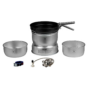 Trangia - 25-3 Ultralight Camping Cookset | Includes: Gas Stove, 2 Pots, 1 Frypan, Upper & Lower Windshields, Pot Gripper, & Strap