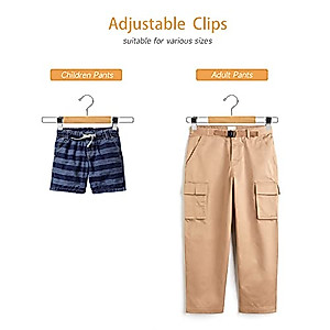 Nature Smile Solid Wooden Skirt Pants Hangers 20 Pack,Premium Wood Bottom Shorts Hangers for Slacks Trousers with Larger Adjustable Anti-Rust Clips (Natural)