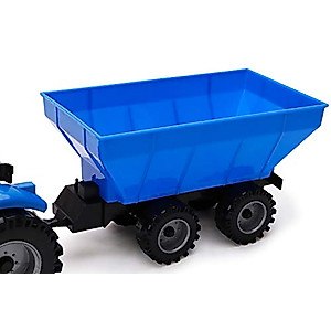 Toyland® Friction Powered Farm Tractor with Trailer - Childrens Farm Toys (Blue Tractor & Trailer)