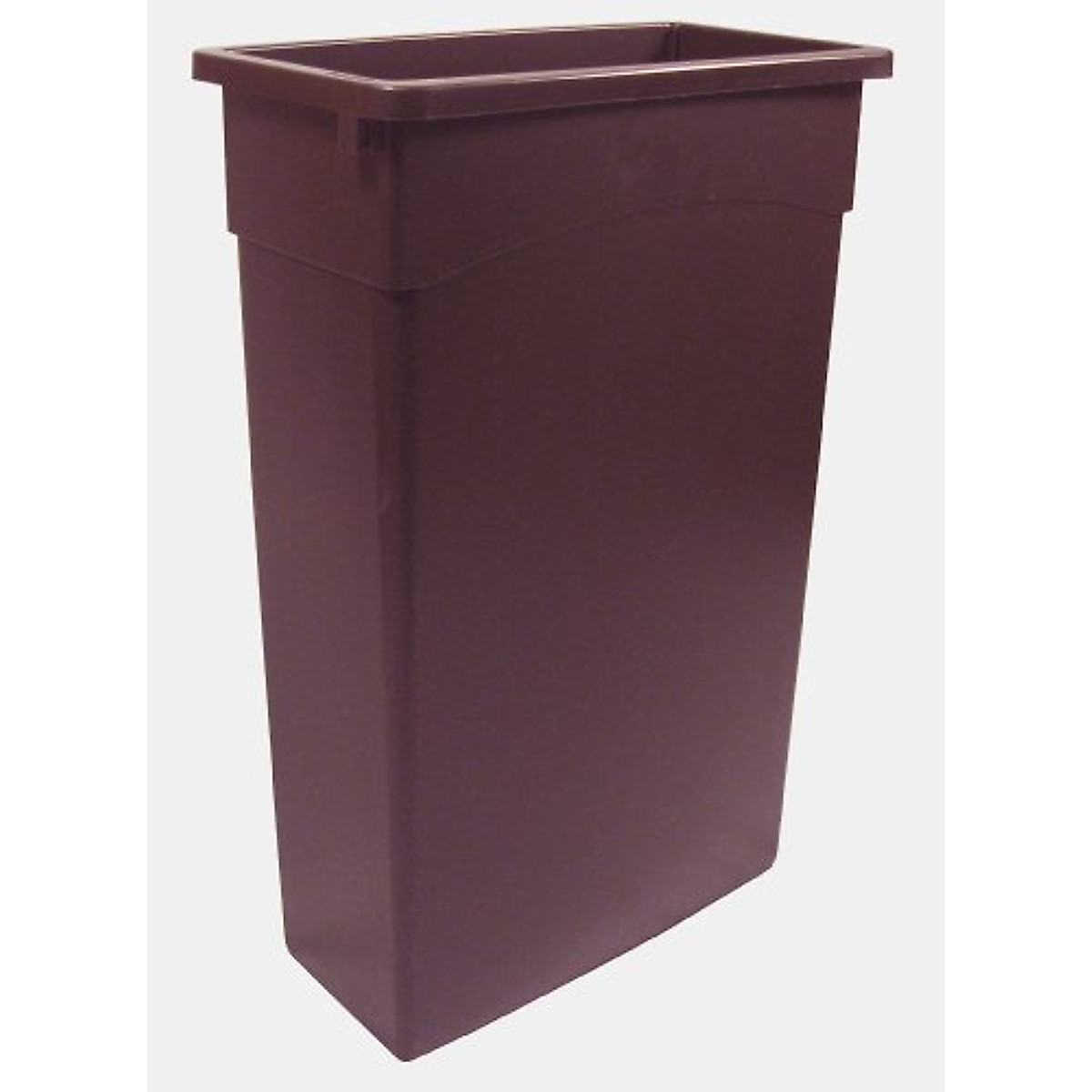 Continental 8322BN 23-Gallon Wall Hugger LLDPE Waste Receptacle, Rectangular, Brown