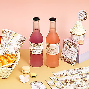 Cheereveal 24PCS Pampas Grass Baby Shower Water Bottle Labels, Boho Baby Shower Waterproof Self Adhesive Water Bottle Labels for Boho Pampas Baby Shower Decorations