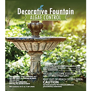 Fountain Algaecide and Clarifier - 64oz - Kills and Inhibits All Types of Algae Growth, Formulated for Small Ponds and Water Features, Treats up to 64,000 Gallons