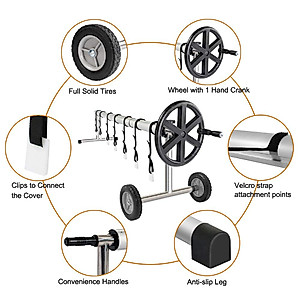 VINGLI 18 Feet Aluminum Solar Swimming Inground Pool Cover Reel Set, Up to 18-Feet Wide x 40-Feet Length