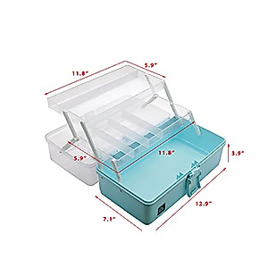 3 Layers Plastic Portable Storage Box, Multipurpose Organizer and Storage Case for Art Craft and Cosmetic, Portable Handled Storage Box for Home, School, Office, First Aids (Blue)