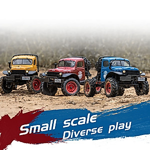 EAZYRC x FMS FCX24 1/24 RC Truck RTR 4X4, 4WD RC Crawler RTR Truck RC Car for Sandland Desert Off-Road for Men with Battery, LED Light,Transmission and USB Charger (red)