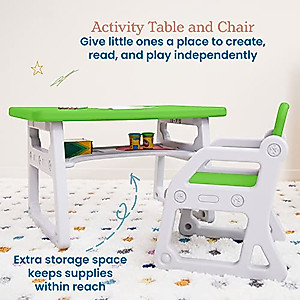 ECR4Kids Toddler Plus Desk and Chair, Kids Furniture, Grassy Green/Light Grey