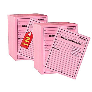 1InTheOffice Message pad While You Were Out Pads, 4.25 x 5.5 Inches, Pink, 50 Sheets/Pad, 12 Pads/Pack, pack of 2