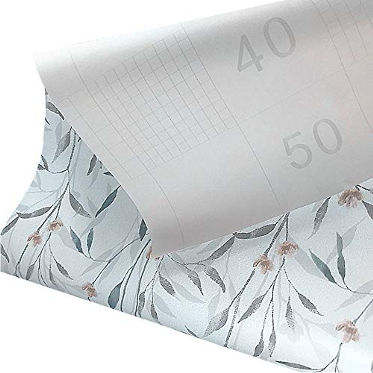 Taamall Simplemuji Gray Leaves Self Adhesive Adhesive Paper Shelf Liner Funitures Dresser Drawer Cabinet Decor 17.7 Inch by 100 Inch