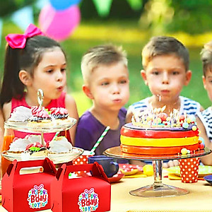 30 Pcs Gable Treat Boxes, Small Goodie Boxes Red Party Favor Boxes Cardboard Kraft Paper Gift Box Dessert Candy Cookie Boxes for Birthday Baby Shower Mothers Day Party Favors, 4.5 x 3.1 x 5.1" (Red)