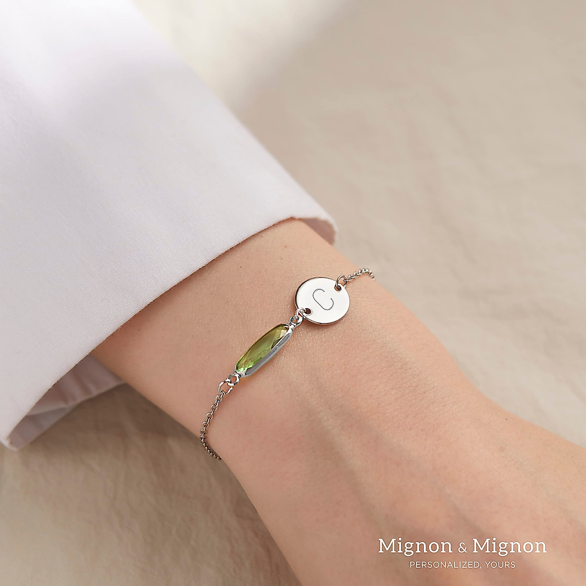 MignonandMignon Personalized Initial Birthstone Bracelet Friendship Birthday Gift For Her Gold Jewelry - 2HCBR-LBS