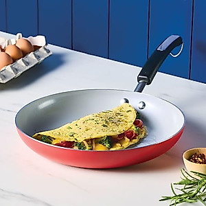 Farberware Disney Bon Voyage Ceramic Nonstick Frying Pan, Dishwasher Safe, Skillet (11 Inch), Red