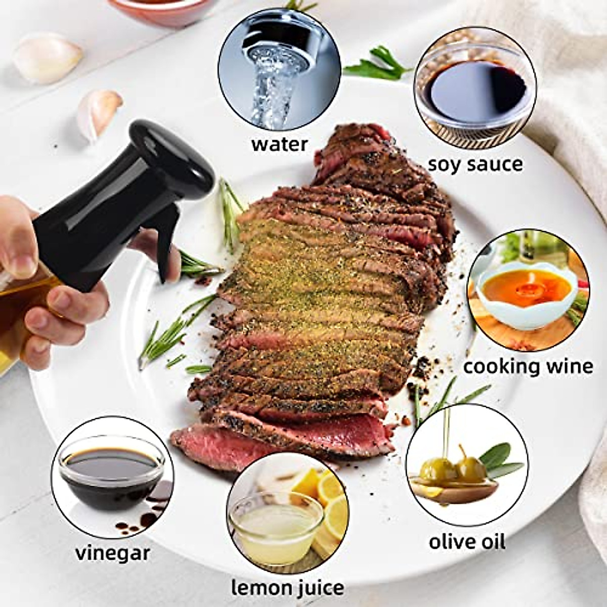 WERTIOO Olive Oil Sprayer for Cooking 4 Pack, 7.4oz/210ml Glass Olive Oil Spray Bottle Refillable Kitchen Accessories Oil Mister for Air Fryer, Salad, Baking, BBQ