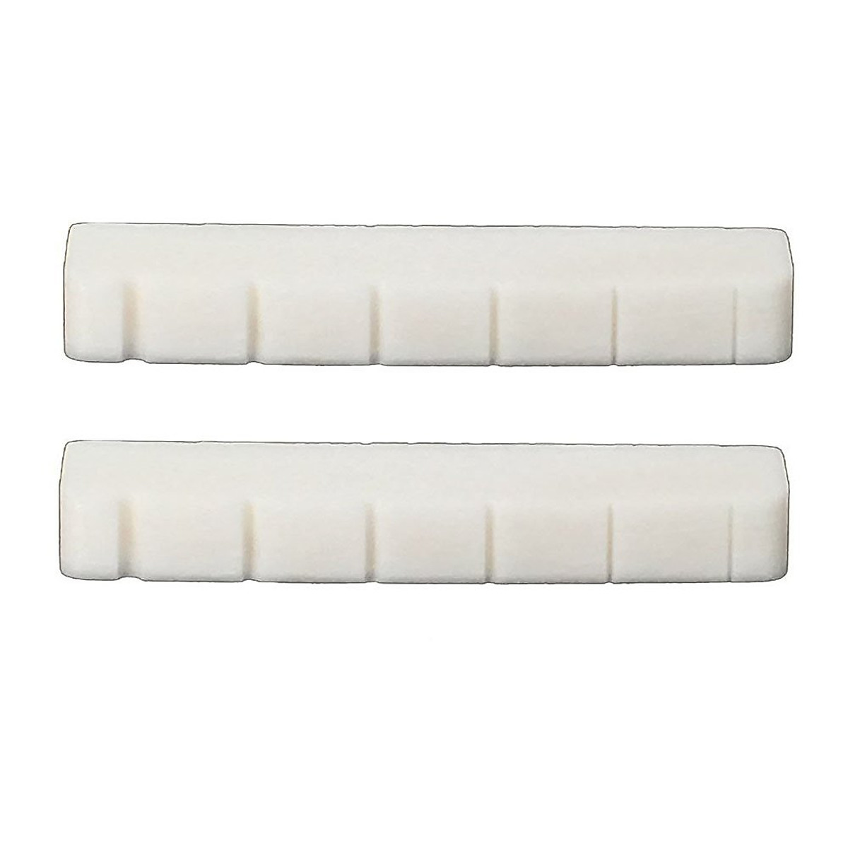 Greenten 2 Pcs 6 String Electric Bone Nut Cattle Bone Slotted Replacement (43 X 6, Unbleached)