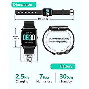 GRV Smart Watch for iOS and Android Phones, Watches for Men Women IP68 Waterproof Smartwatch Fitness Tracker Watch with Heart Rate/Sleep Monitor Steps Calories Counter (Black)