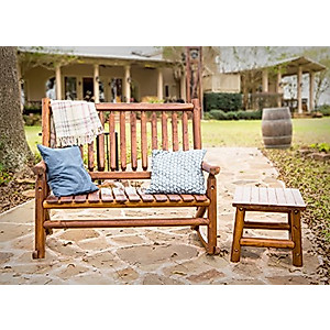 Leigh Country Amber Log Perch Handcrafted Hardwood Acacia Small Rectangular Accent Side End Table for Outdoor, Patio, and Garden, Brown