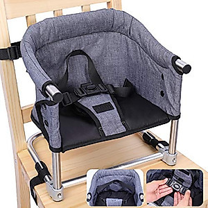 Portable Feeding Seat Baby High Chair Folding Chair Height Adjustable for Home & Travel, Toddler Highchair Straps to Kitchen Dinner Table, Grey