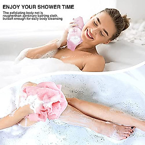 Yiclick Exfoliating Washcloth Towel [3 Pack], Japanese Exfoliating Bath Wash Cloth for Body Exfoliation, Korean Back Scrubber Washer for Shower, African Net Sponge Brush Loofah Exfoliator (3 Colors)