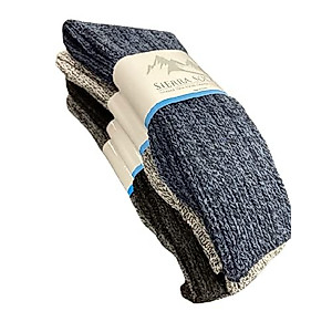 Sierra Socks Thick Hiking Wool Socks, Gift for Father (Charcoal, Large)