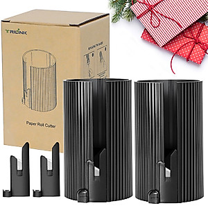 Replaceable Sliding Gift Wrap Cutter [2-Pack with 4 Blades] - Easy Paper Cutter for Birthdays, Christmas, and More