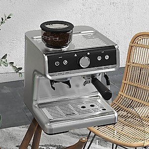 Premium Espresso Maker with Milk Frother - Perfect for Cappuccino, Latte & More - 20 Bar Pressure, Large Water Tank, Barista Kit, and Elegant Design