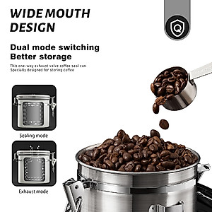 LAMLENT 2800ML Large Capacity Sealed Coffee Maker, Stainless Steel Container with Spoon, Ground Coffee, Beans and Tea, Keep Coffee Fresh,94.7OZ