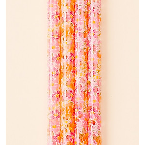 The Darling Effect Tumbler with Handle Matching Lid and Straw 40 oz Tumbler with Reusable Straws Garden Pink Stainless Steel Travel Mug 6 Piece Set for Hot Drinks Iced Coffee