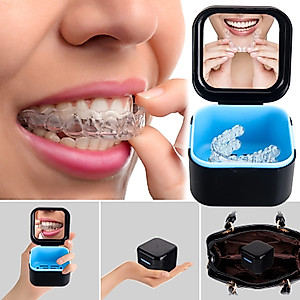 TAOHIHI Retainer Case,Mouth Guard case, Cleaning Crystals,Mouth Guard case, Aligner - White