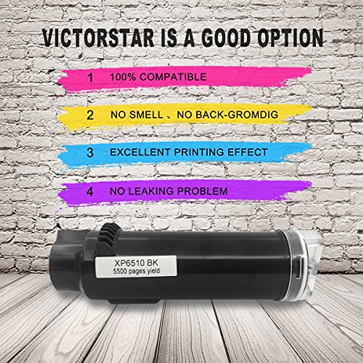 VICTORSTAR 5 Packs Compatible Toner Cartridges 6510 6515【Extra High Yield】 5500 BK & 4300 Pages CMY for Xerox Phaser 6510 6510n 6510dn 6510dni 6510dnm WorkCentre 6515 6515n 6515dn 6515dni 6515dnm