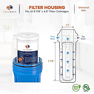Aquaboon Universal Whole House 5 Micron 10 x 4.5 inch Cartridge | Coconut Shell Water Filter Cartridge | Activated Carbon Block CTO | Compatible with WFHDC8001, CB-10, EPM, EP 2-PACK