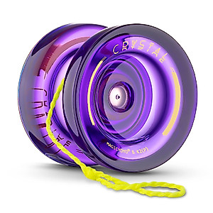 Responsive Yoyo for Kids K2 Crystal Purple , Dual Purpose Plastic Yo-Yo for Beginners, Replacement Unresponsive Ball Bearing for Advanced Yo yo Players + Removal Bearing Tool + 12 Yoyo Strings + Bag