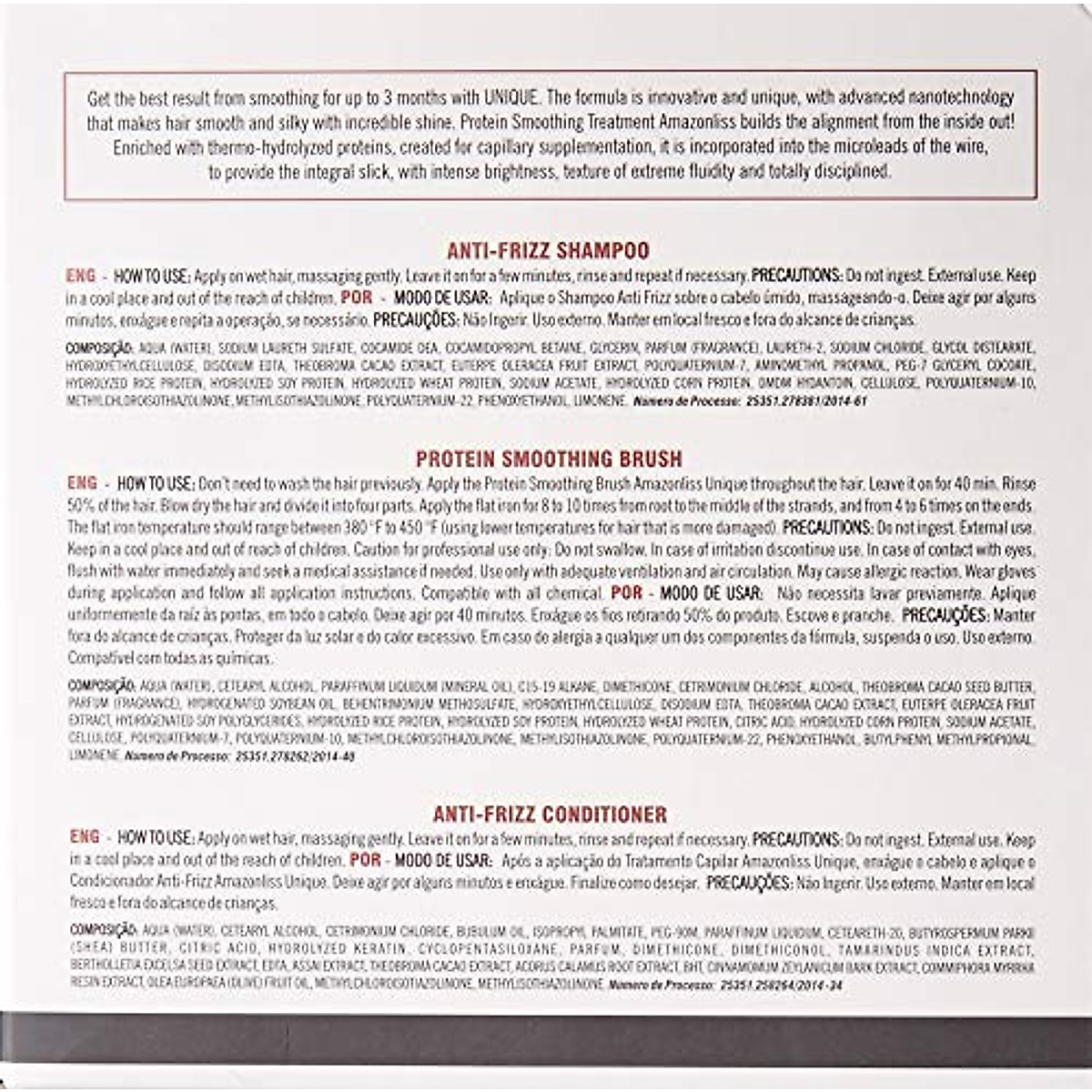Brazilian Keratin Smoothing Blowout System for Dry, Damaged Hair - Formaldehyde-Free Three-Step Protein Treatment (Shampoo, Conditioner, 2.02 Fl Oz Each)
