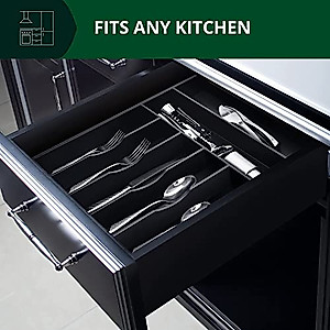 ROYAL CRAFT WOOD Bamboo Kitchen Drawer Organizer - Silverware Organize with Grooved Drawer Dividers for Flatware and Kitchen Utensils (7 Slot, Brown)