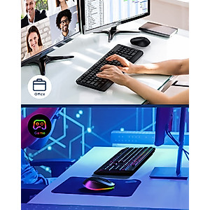 Wireless Keyboard and Mouse Combo Backlit,SURPAO Illuminated Full-Size Wireless Keyboard and Mouse Set, 2.4Ghz Silent Keyboard and Mouse for Computer, Laptops, Windows, Gaming,Black