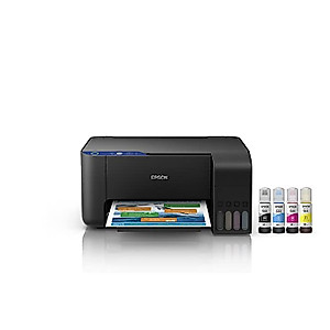 Epson EcoTank ET Series Wireless Color Inkjet All-in-One Supertank Printer, Borderless Photo Printing, Print Scan Copy, Voice Activated - 10.5 ppm, Ethernet, White