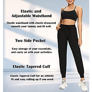 FULLSOFT Sweatpants for Women-Womens Joggers with Pockets Lounge Pants for Yoga Workout Running Black