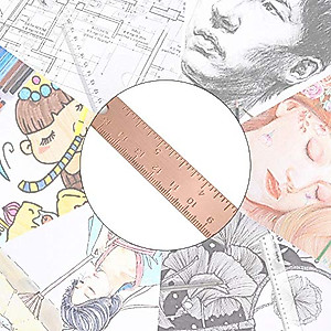 Straight Ruler Vintage Brass Handy Straight Ruler Metal Copper Bookmark with Cm Inch Dual Scale for Line Drawing (Copper)