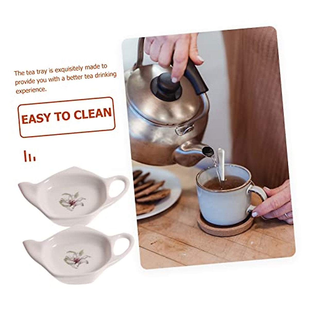 Cabilock 4pcs Ceramic Tea Bag Saucer Coffee Coasters Coffee Decor Gift Containers Ceramic Teabag Coaster Tea Bag Holders Tea Bag Organizer Ceramics White Decorative Teabag Dish Home Supply