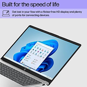 HP Flagship 15.6 HD Laptop Computer, Intel Quad-Core Pentium N200 (Beat N6000), 8GB RAM, 128GB SSD, WiFi, Webcam, Fast Charge, HDMI, 1 Year Microsoft Office 365, Win 11, w/GM Accessory, Silver