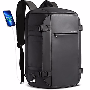 hk Travel Backpack for Men 40L,TSA Friendly Flight Approved Carry On Luggage Backpack,Personal Item Travel Bag,17.3 Inch Waterproof Business Laptop Backpack Weekender Bag with USB Charging Port