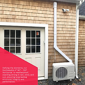 DuctlessAire - Premium 4 inch 90-120º Horizontal Elbow Mini Split Line Set Cover Kit - Protection for Ductless Mini Split/Central Air Systems - Easy Installation - Ideal for Air Conditioners