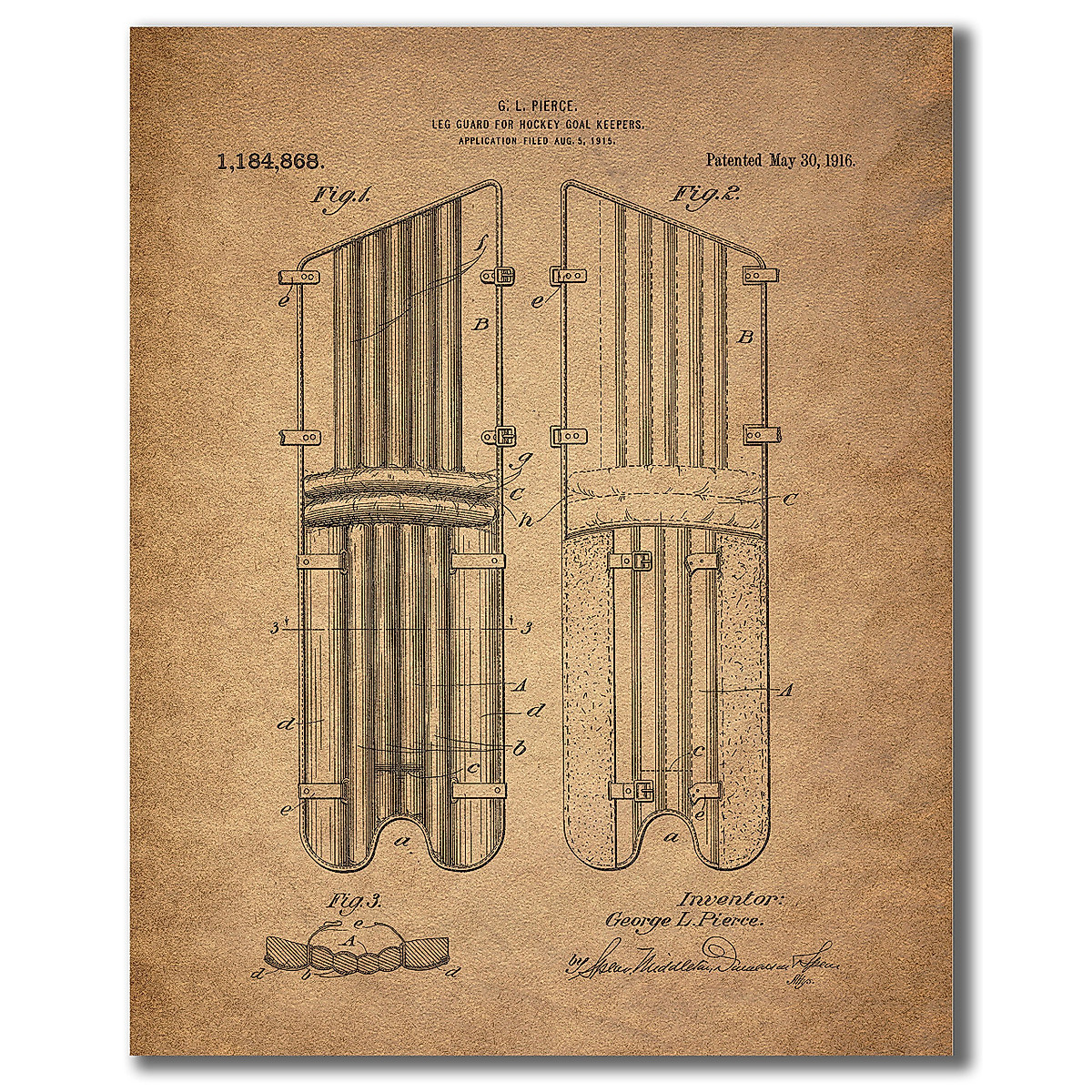 Hockey Patent Prints - Set Of 6 Vintage Wall Art Photos