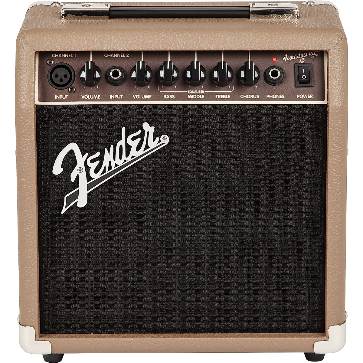 Fender Acoustasonic Guitar Amp for Acoustic Guitar, 15 Watts, 6 Inch Speaker, Dual Front-Panel inputs, 11.5Hx11.19Wx7.13D Inches, Tan