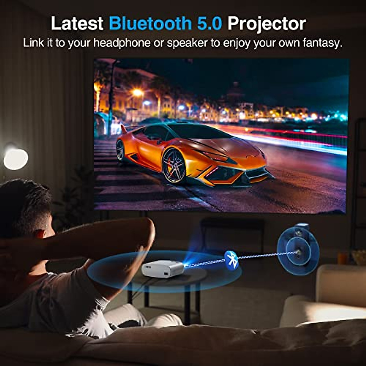 VIDOKA [Upgraded] Projector with WiFi and Bluetooth, 9500L Native 1080P Projector FHD Movie Outdoor Projector with Carry Bag, Home Video Projector for TV Stick/PS4/Android/iOS