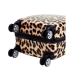 Rockland Safari Hardside Spinner Wheel Luggage, Leopard, Carry-On 20-Inch