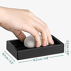 Navaris Bamboo Bathroom Accessories Set - 3-Piece Bath Accessory Kit with Toothbrush Holder/Liquid Soap Dispenser/Soap Dish Tray - Polyresin