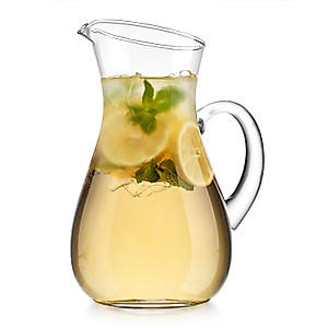 Glass Water Pitcher with Spout – 63 Oz. Elegant Serving Carafe for Water, For Cocktails, Juice, Water – Clear Glass Beverage Pitcher.