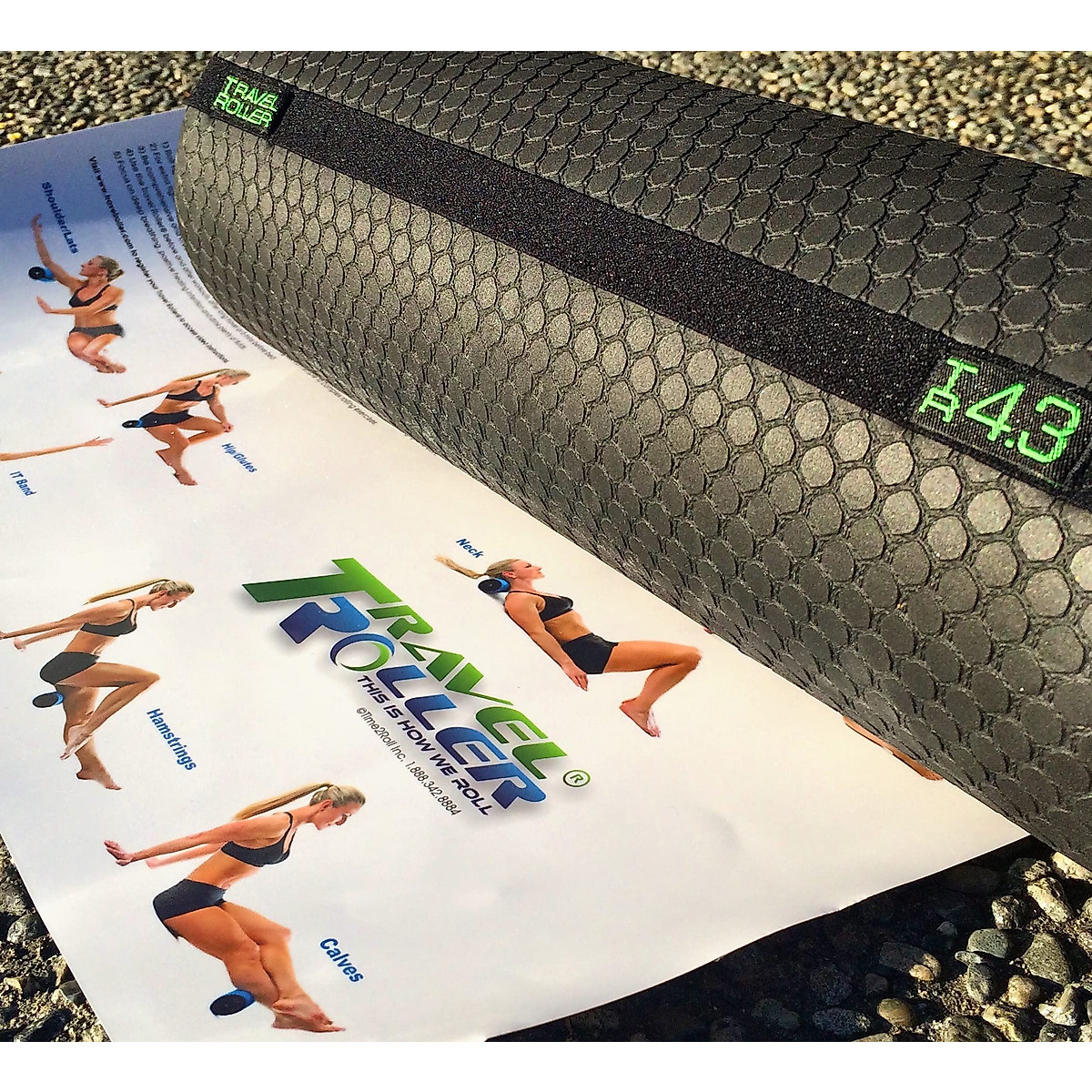 Travel Roller® Deluxe Foam Roller *Black* with Free Online Instructional Videos & Poster, Original (12.5" x 4.3")