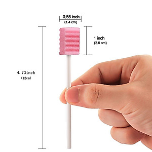 Wellgler's Disposable Oral Swabs,Sterile Sponge Mouth Swabs,Individually Wrapped (100pcs,Pink)